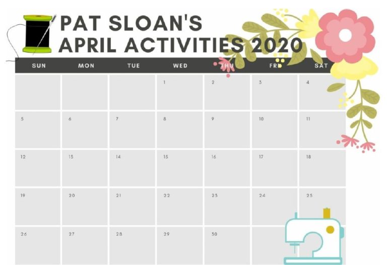 Download the April Calendar & FREE Stay At Home sew along! – Pat Sloan ...